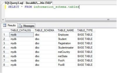 SQL Server: Câu lệnh SQL hiển thị các bảng | Tìm ở đây