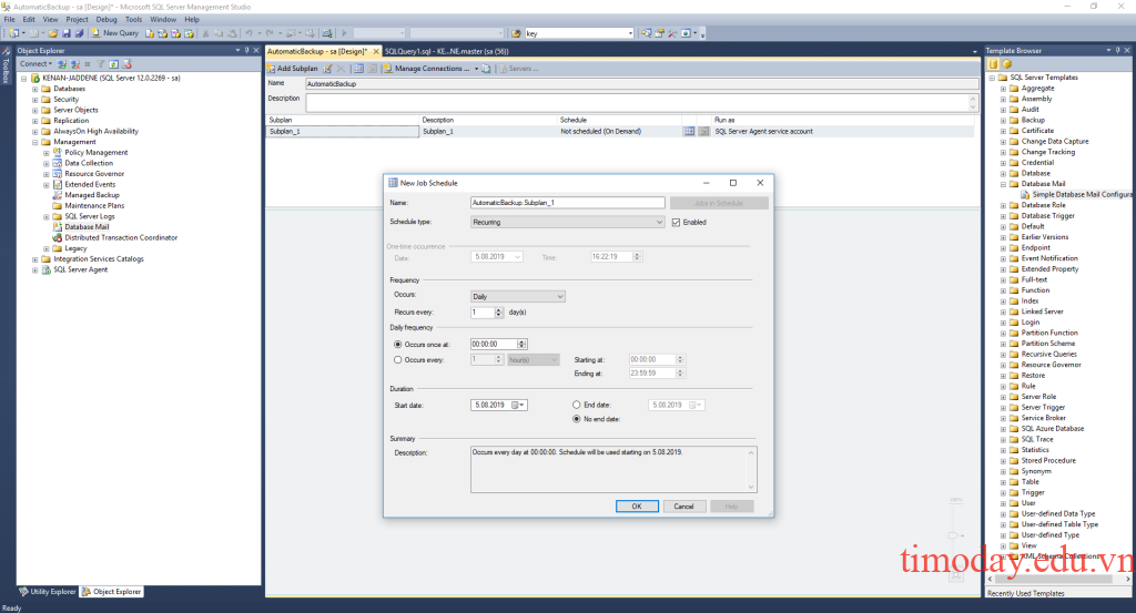 Lập lịch tự động sao lưu cơ sở dữ liệu trên SQL Server sử dụng SSMS ...